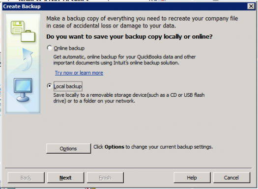 Making a local backup on Quickbooks while working in the cloud – Trapp Technology